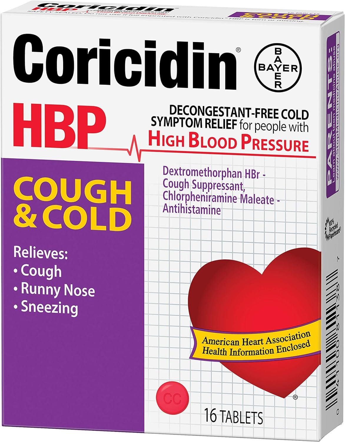 Coricidin HBP Cough & Cold Tablets - 16 ct (Pack of 5) | Buy Now with ...
