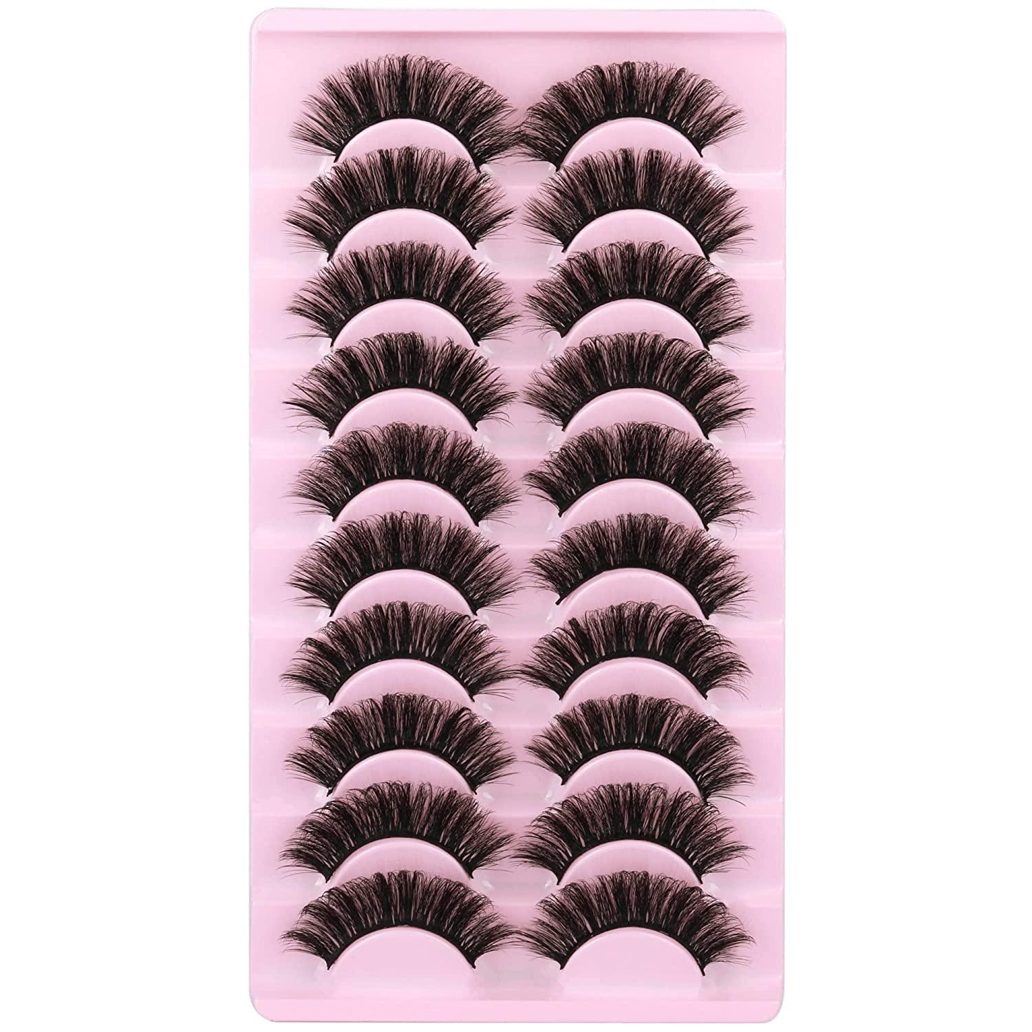 Wiwoseo 3D Faux Mink Eyelashes - 10 Pairs Natural Wispy & Fluffy 17MM ...