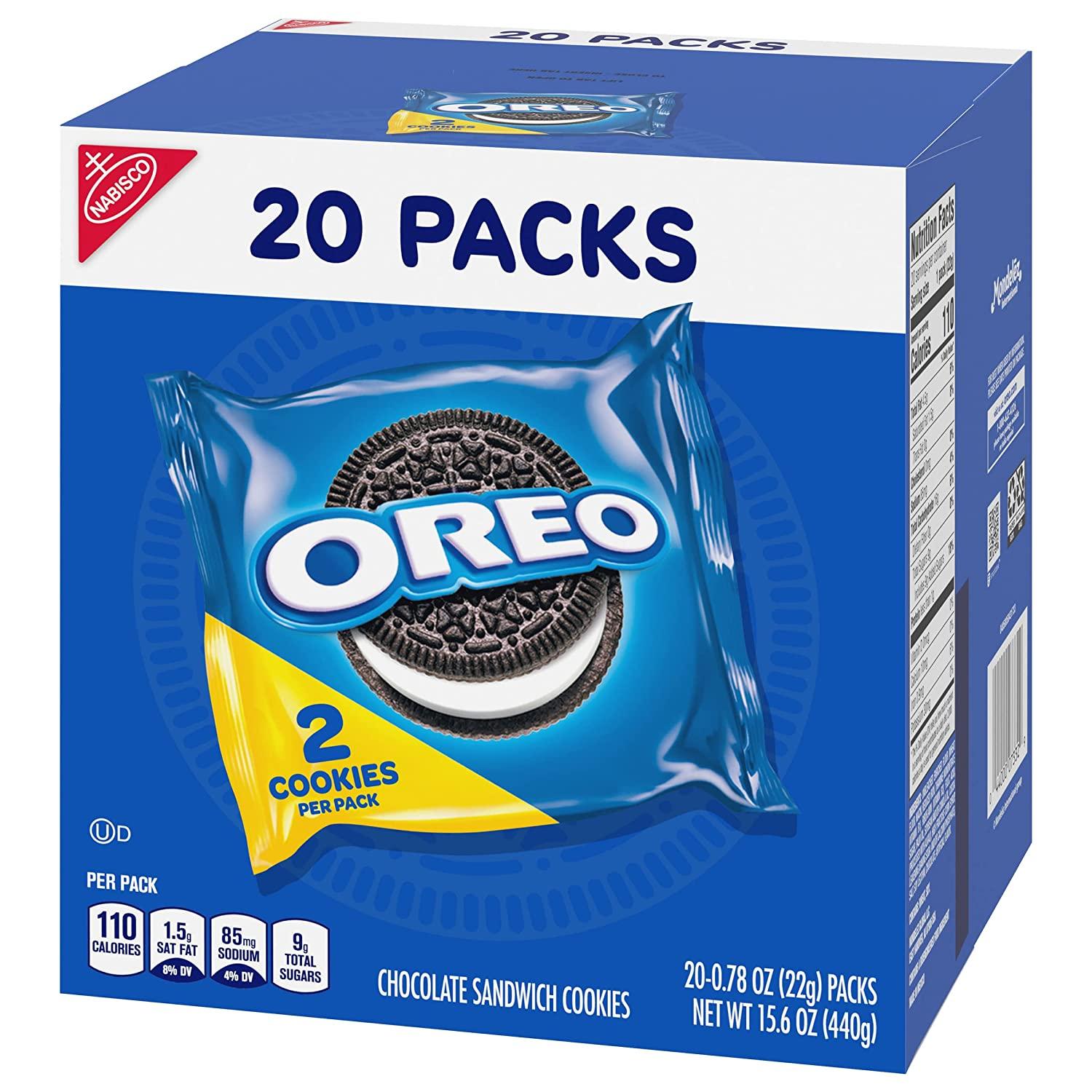 OREO Chocolate Sandwich Cookies - 20 Snack Packs (40 Cookies Total ...