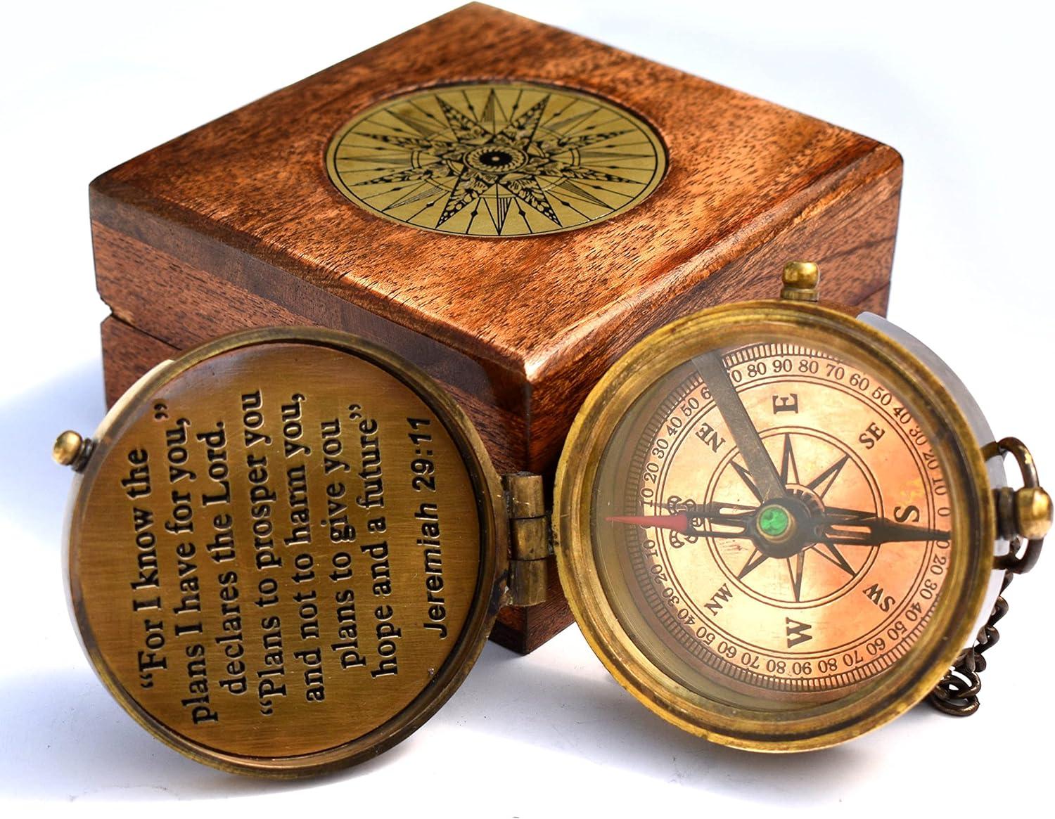 2023 Solid Brass Directional Magnetic Compass with Engraved Scripture ...