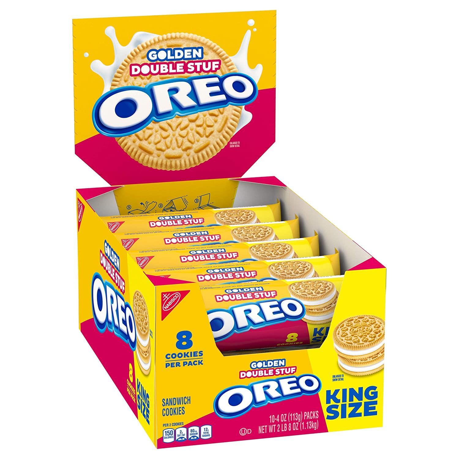 OREO Double Stuf Golden Sandwich Cookies - 20 King Size Snack Packs ...