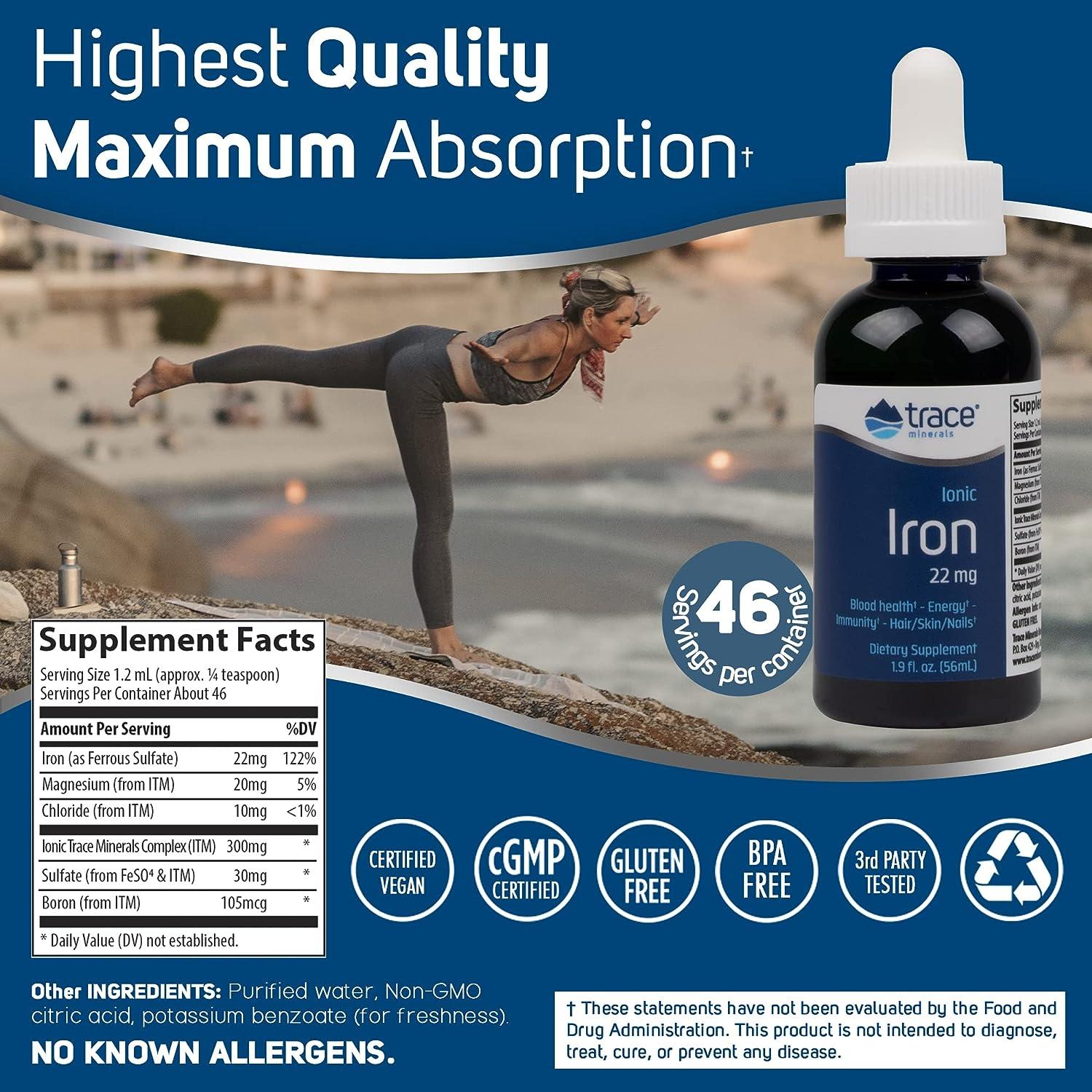 Liquid Ionic Iron Dietary Supplement Drops | 22mg Iron | Cognitive ...