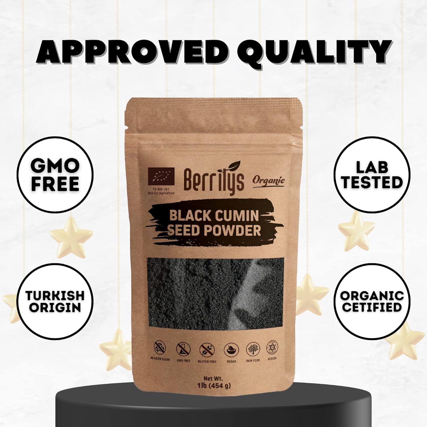 Berrilys Organic Black Cumin Seed Powder 450g - Nigella Sativa Kalonji ...