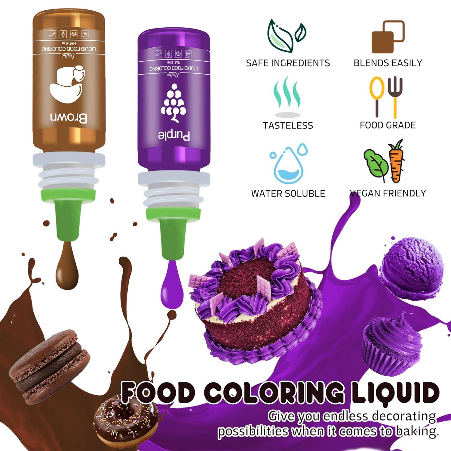 Liquid Food Coloring - 160ml Sugar-Free Concentrated Colors for Cakes ...