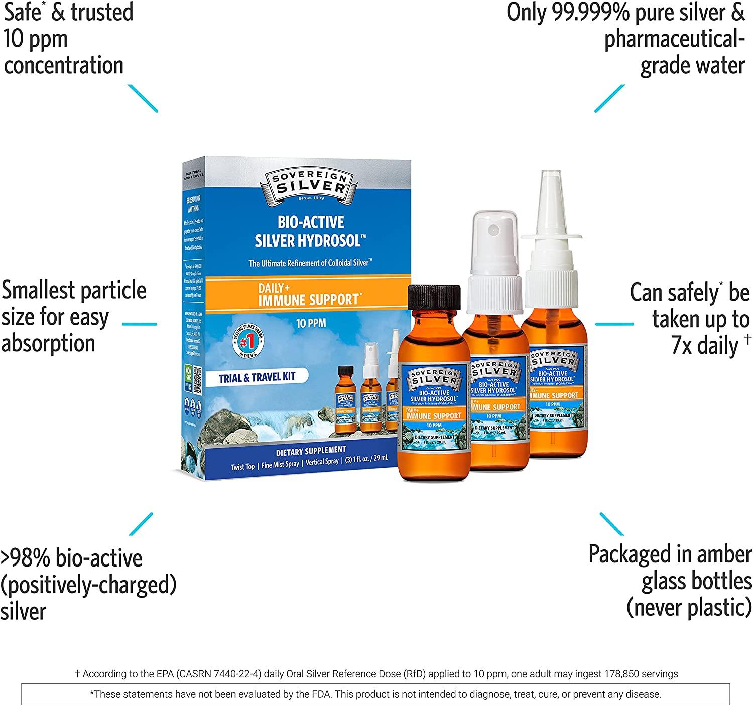 Sovereign Silver Bio-Active Hydrosol - Immune Support, Colloidal Silver ...