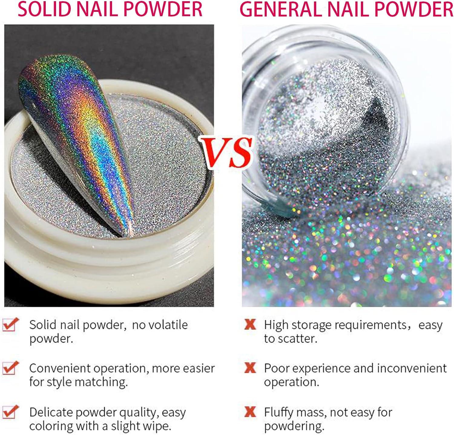 Chrome Nail Powder Set - Glitter Metal Mirror Effect - 4 Colors - 3D ...