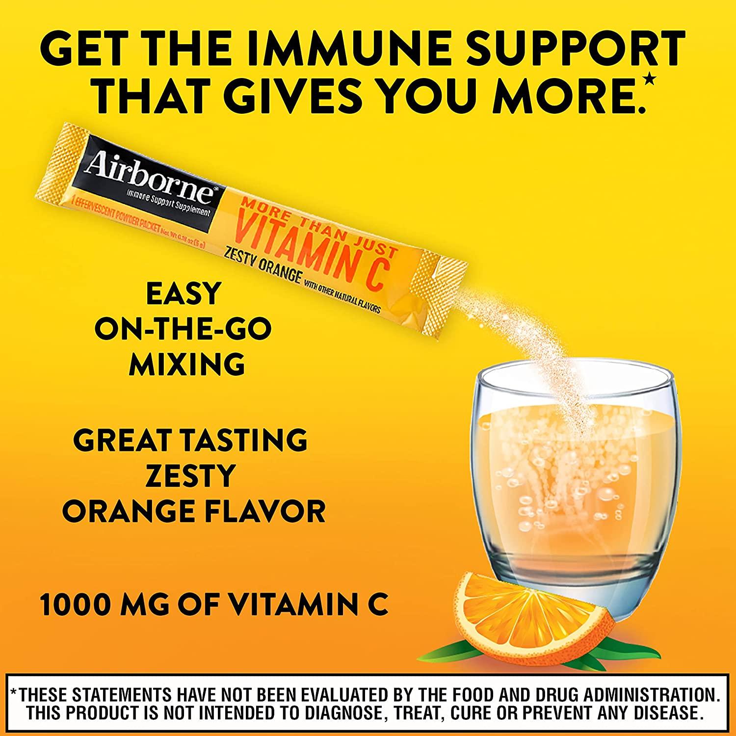 AirBorne Zesty Orange Vitamin C Effervescent Powder - 20 Packets (0.18 ...