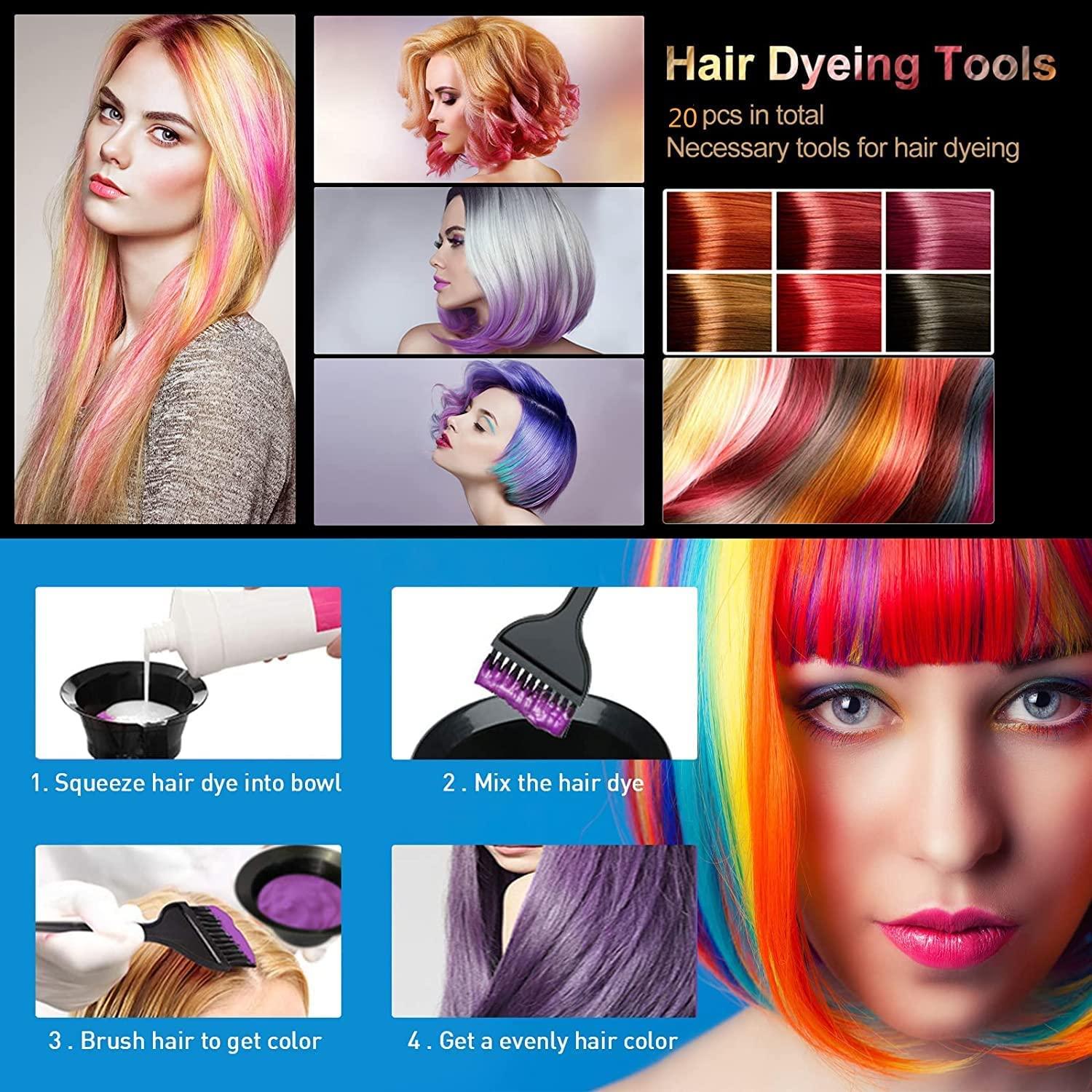 20 Pcs Hair Dye Brush and Bowl Set - DIY Hair Coloring Kit for Salon ...