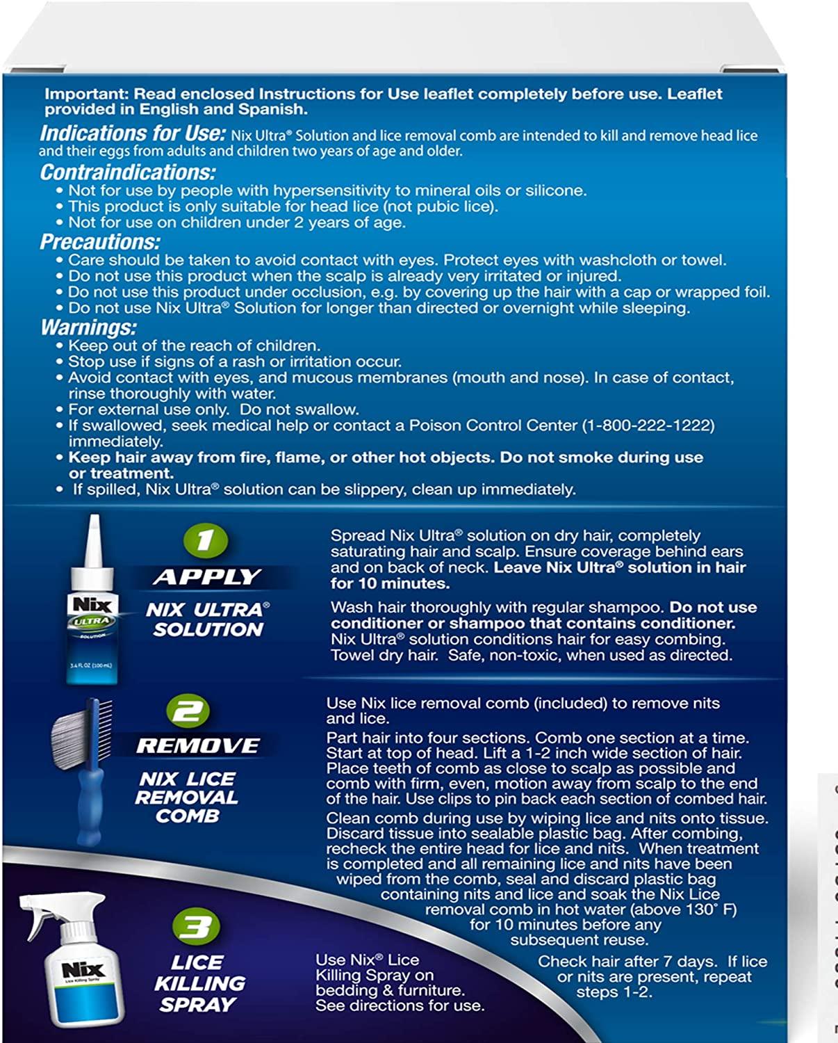 Nix Ultra Lice Removal Kit - Kills Super Lice & Eggs - Comb and Control ...