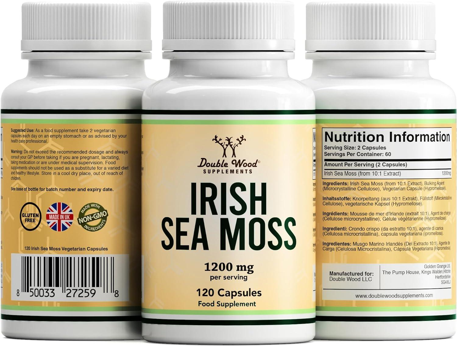 DW Irish Sea Moss Capsules - 120 Count, 1200mg High Strength ...