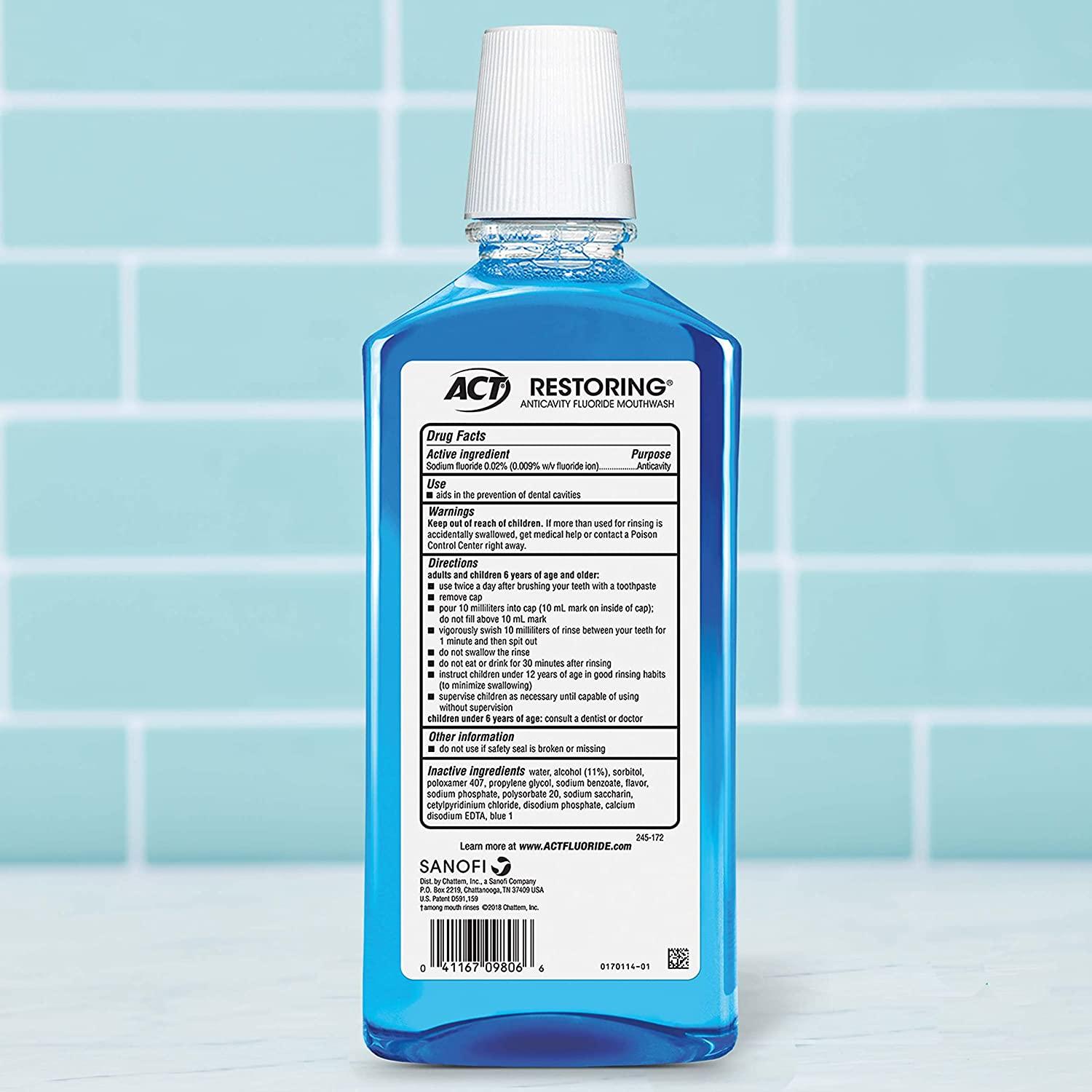 ACT Restoring Fluoride Mouthwash 33.8 fl. oz. - Strengthens Tooth ...