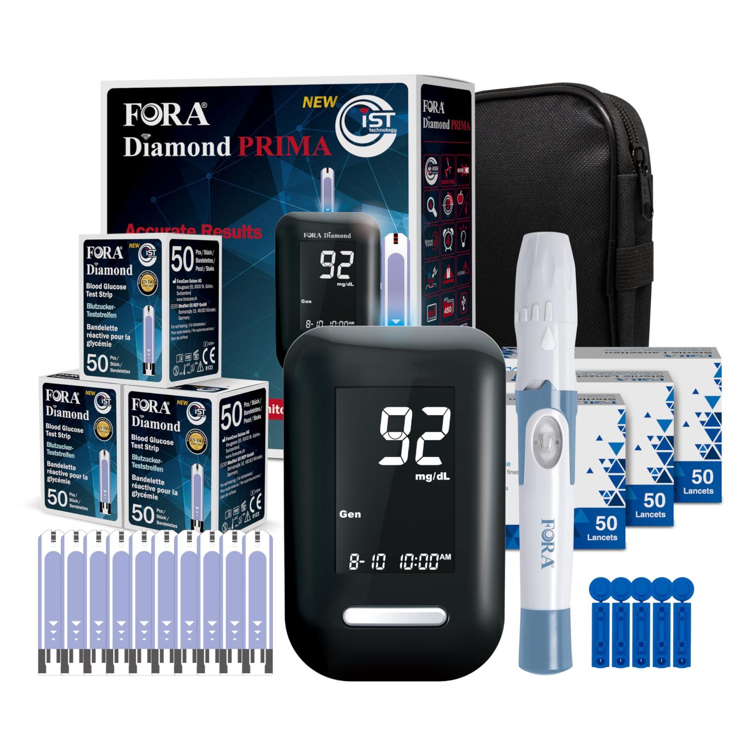 FORA Diamond DM10a Diabetes Starter Set - Blood Glucose Meter with 160 ...