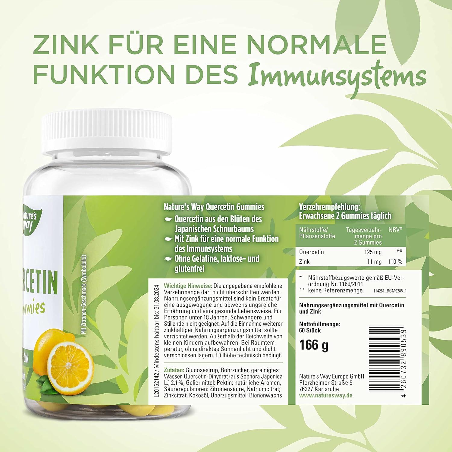 Quercetin Zinc Gummy Bears - Immune Support with Lemon Flavor - 60 ...