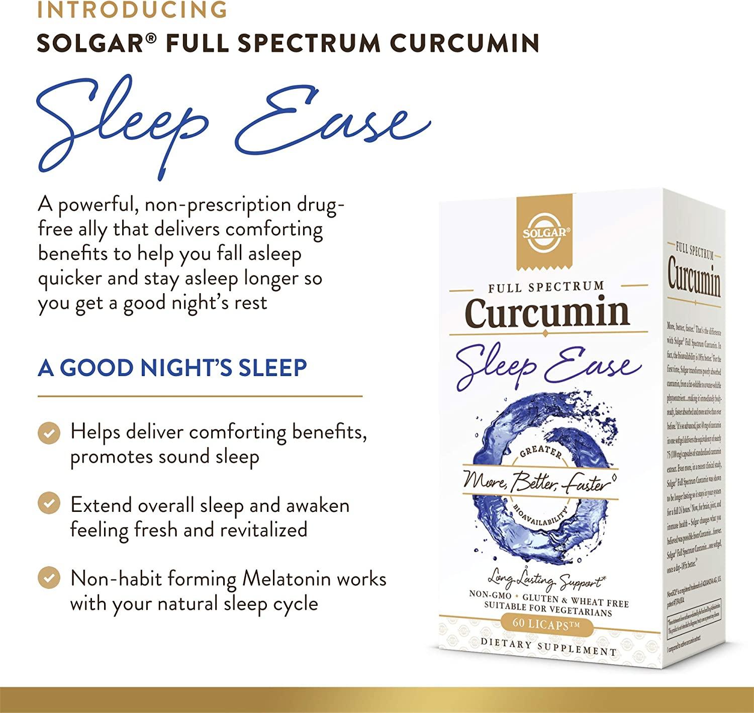 Buy Solgar Full Spectrum Curcumin Sleep Ease 60 Licaps - Enhance Sleep ...