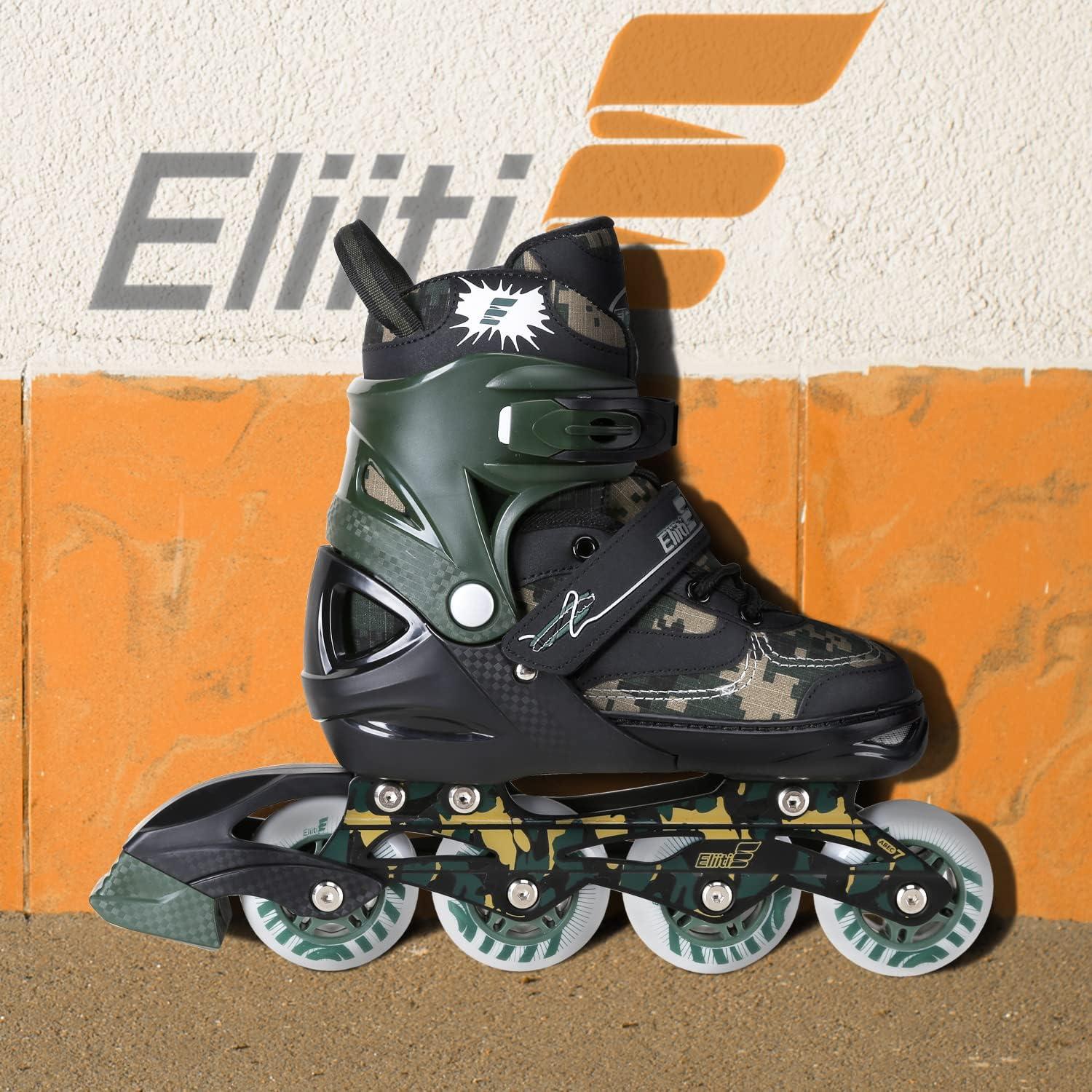 Eliiti Adjustable Kids Inline Skates - Digital Camouflage Green | Size ...