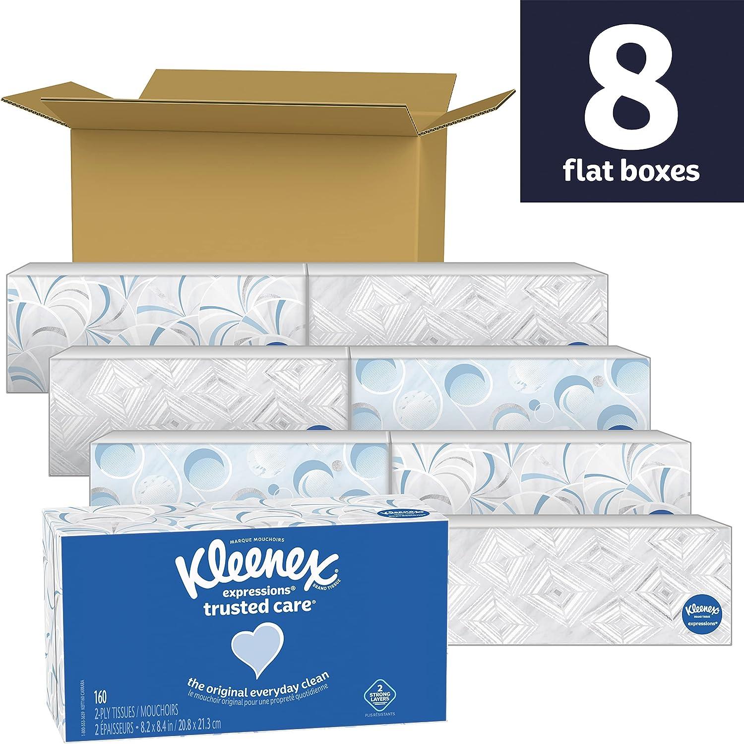 Kleenex Expressions Trusted Care Facial Tissues - 8 Boxes, 2-Ply, 160 Tissues per Box (1280 ...