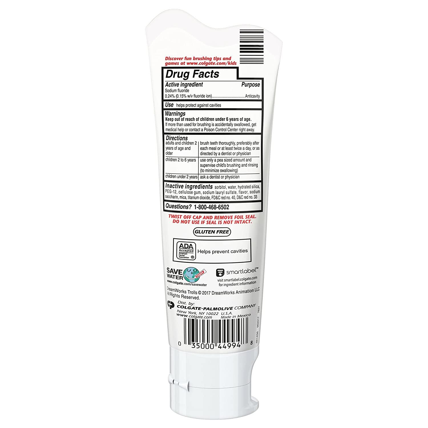 Colgate Kids Trolls Bubble Fruit Toothpaste 4.6 oz - Dental Care for ...