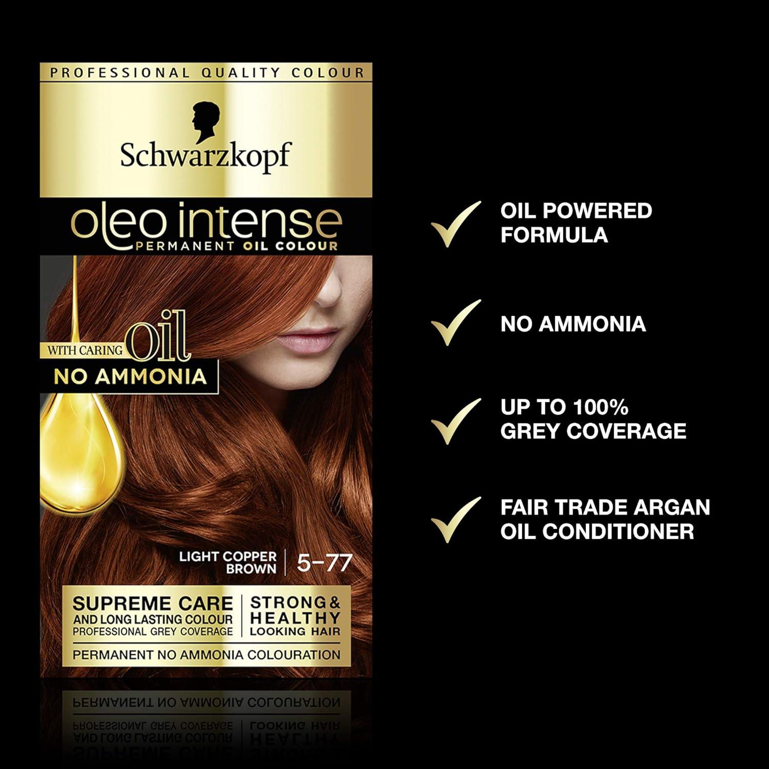 Schwarzkopf Oleo Intense Light Copper Brown Hair Dye 5-77 - 170g (Pack ...