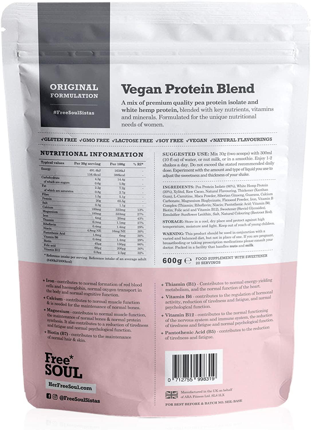 Free Soul Vegan Protein Powder for Women - 20 Servings, 20g Protein ...