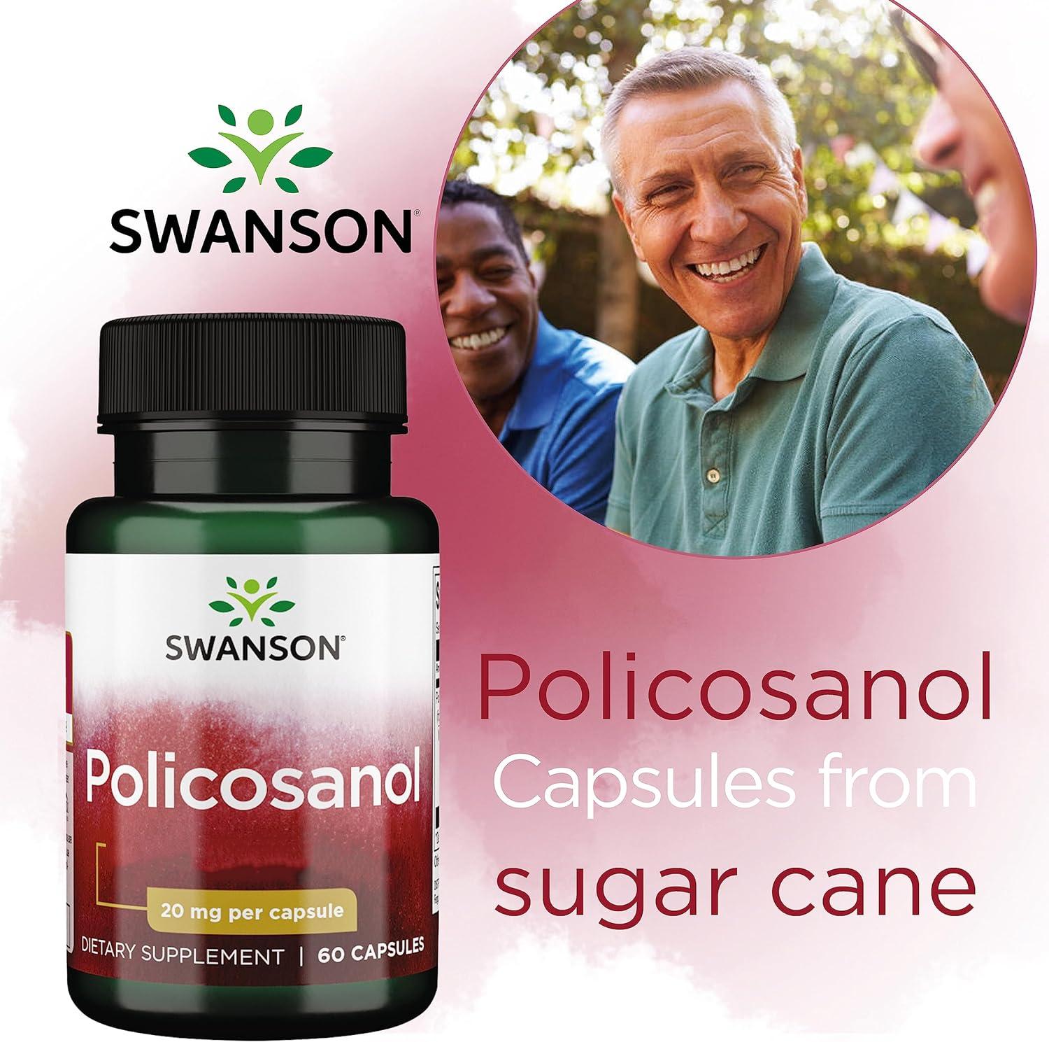 Swanson Policosanol 20mg Extract from Sugar Cane - High Strength 60 ...
