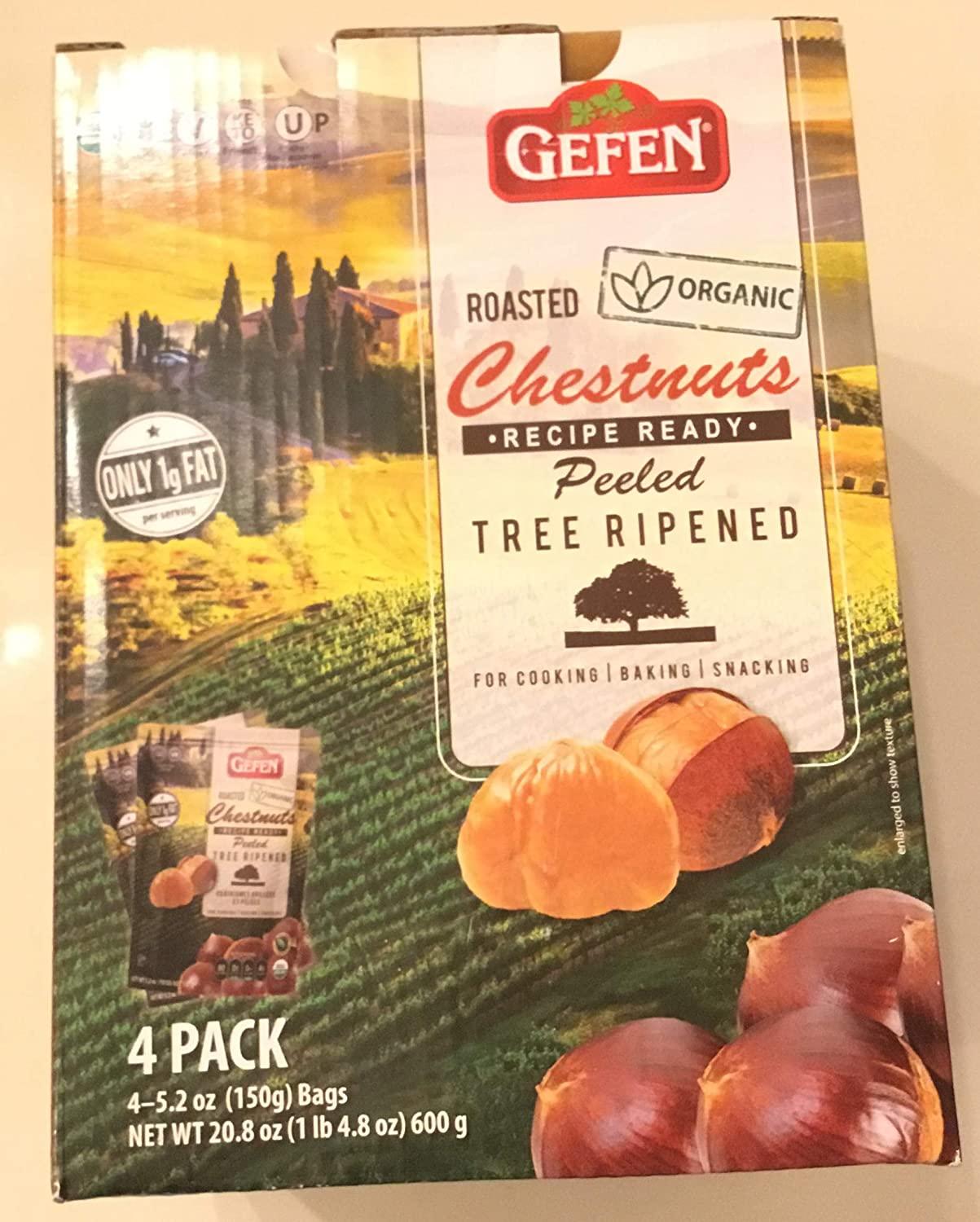 Organic Roasted Chestnuts 20.8 oz (4 x 5.2 oz Bags) Premium Quality ...