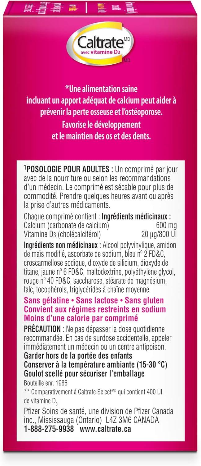 Caltrate with Vitamin D3 (60 Count) 600 mg Calcium Vitamin D3 Bone ...