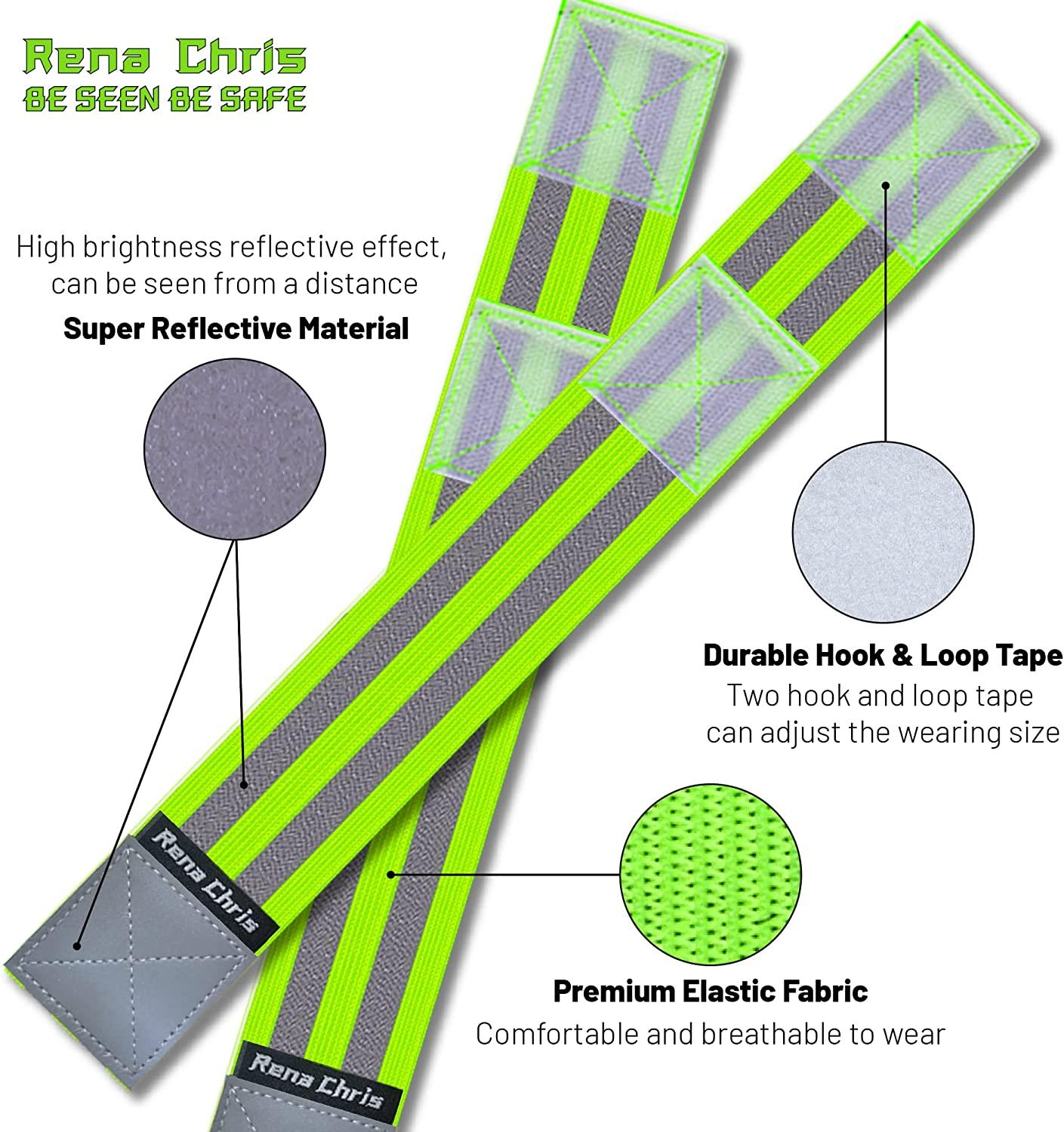 High Visibility Reflective Bands for Wrist, Arm, Ankle, Leg - Green (4 ...