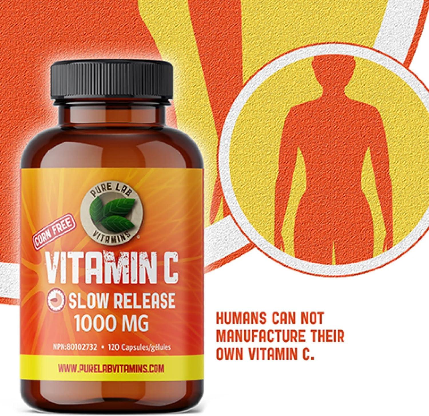 Pure Lab Vitamins 1000mg Vitamin C - Tapioca Source, 120 Vegi DRC Caps ...