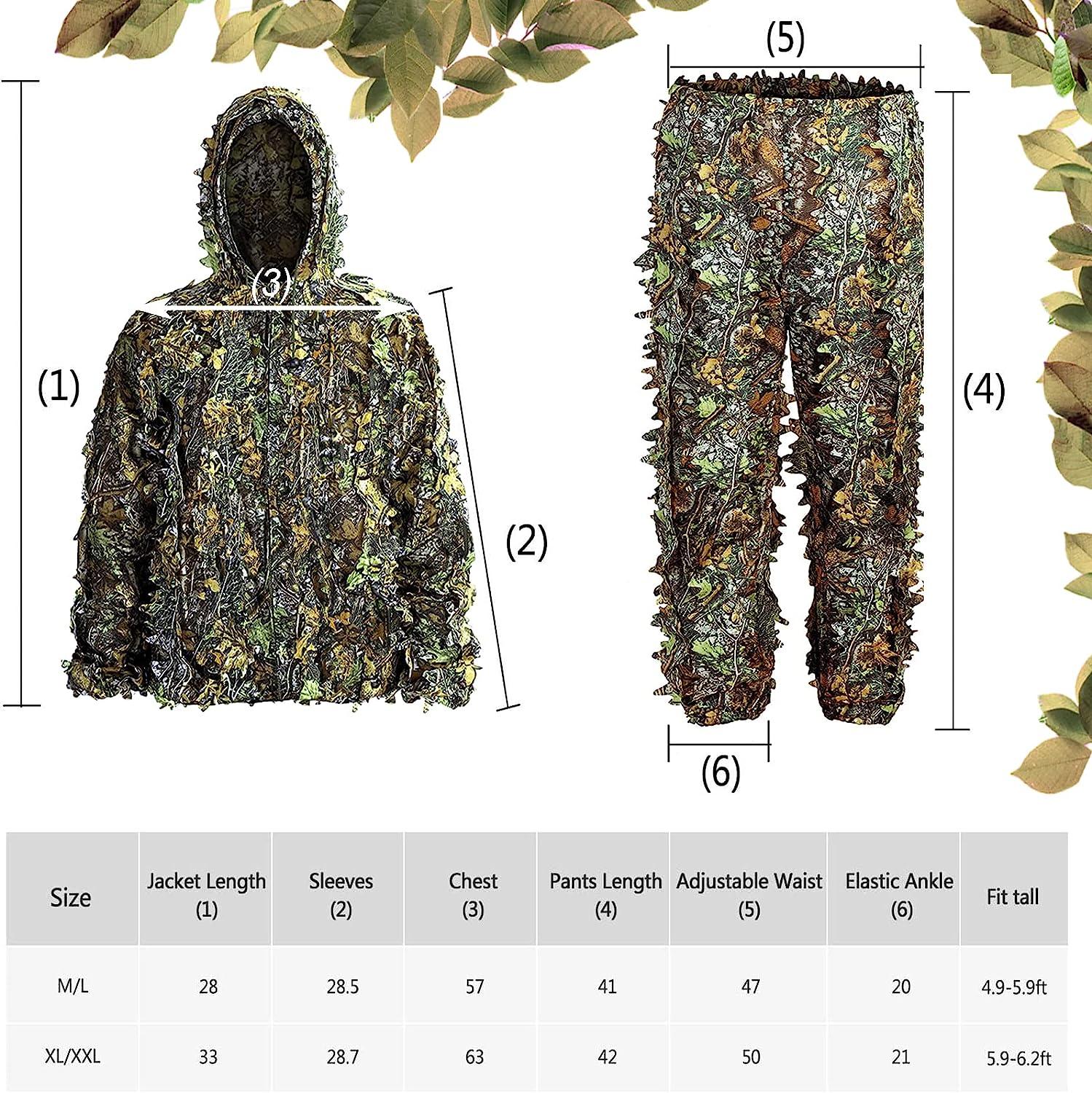 REKALEADER Ghillie Suit XL&XXL for Kids and Adults - Lightweight Leafy Camo Turkey Hunting Gear ...