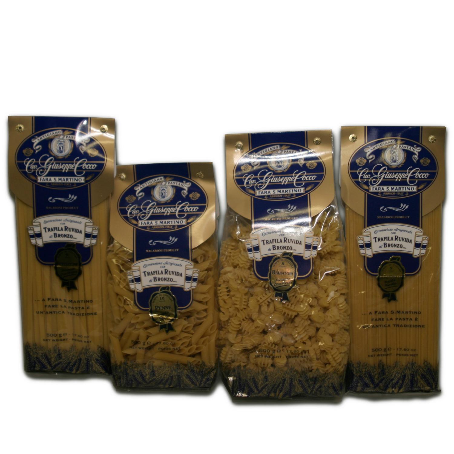 Cav. Giuseppe Cocco Pasta Combo 4-Pack - Fettuccine, Radiatori, Penne ...