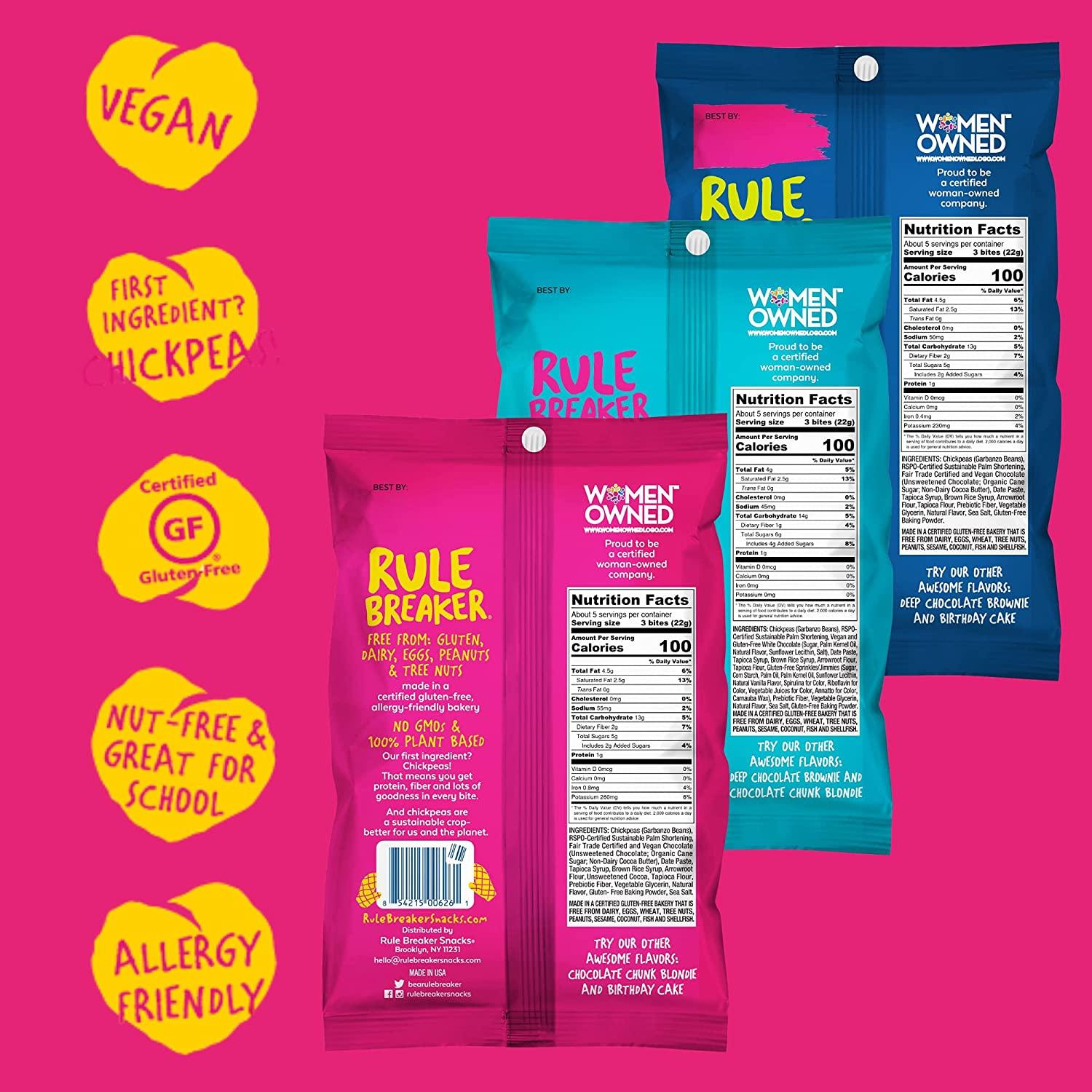 Rule Breaker Snacks Vegan Gluten Free Variety Pack Blondie Brownie ...