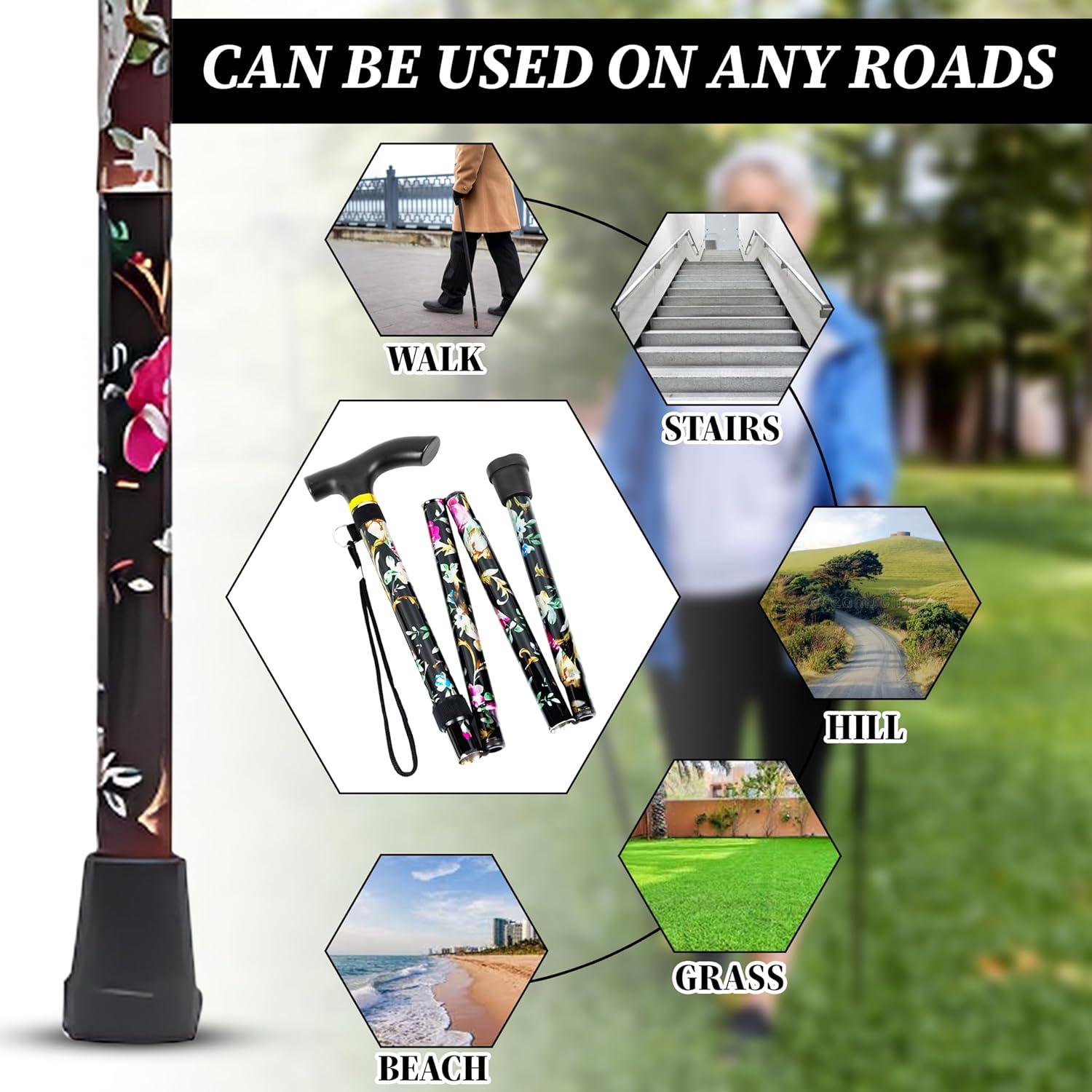 HATAF Walking Stick Folding Walking Sticks for Women Folding Walking ...