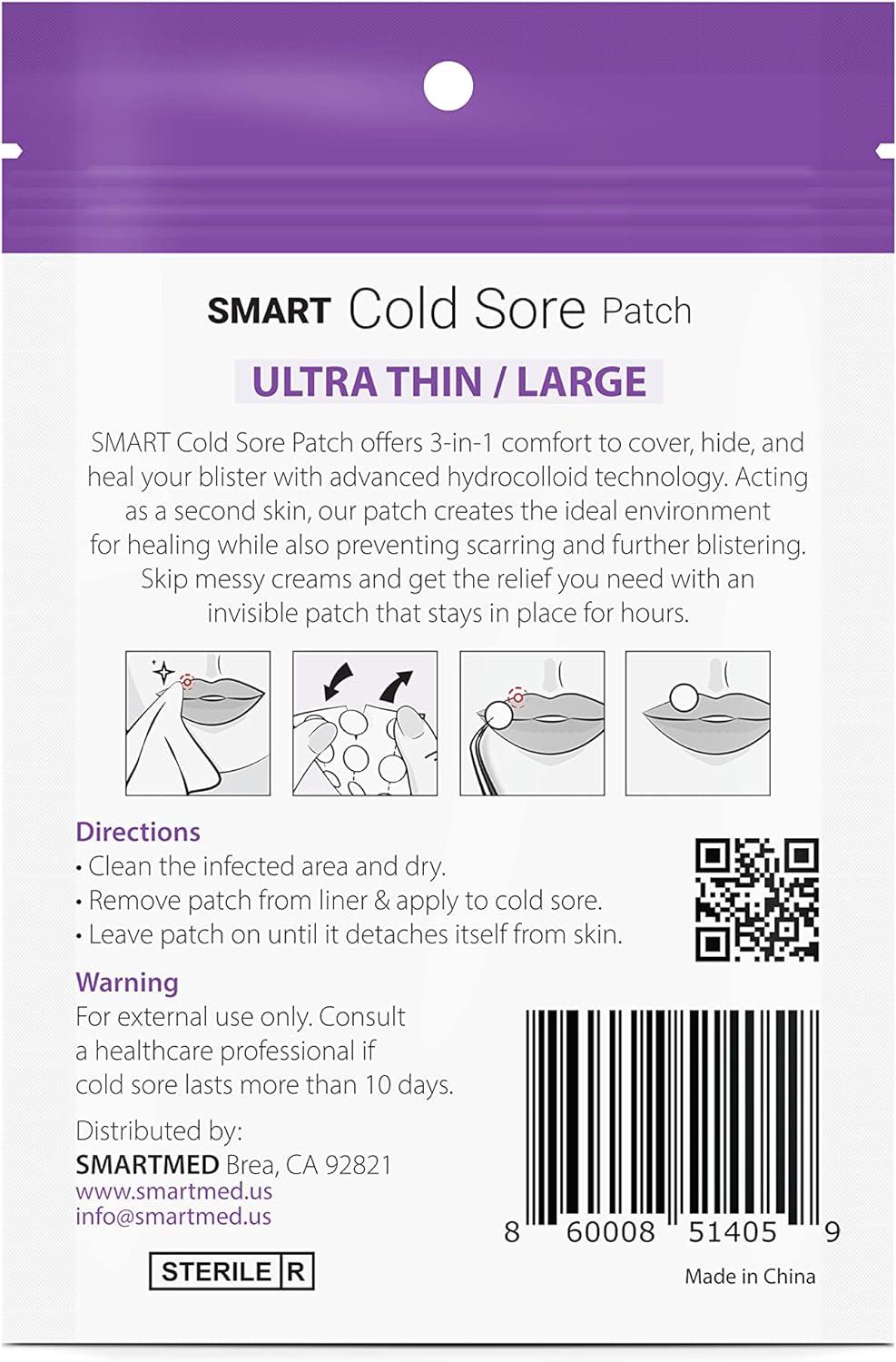 SMARTMED Large Ultra Thin Cold Sore Treatment Patch with Lemon Balm ...
