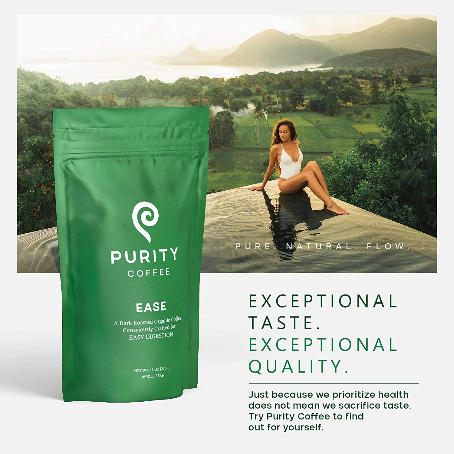 Purity Coffee EASE Dark Roast Low Acid Organic Whole Bean Coffee - USDA ...