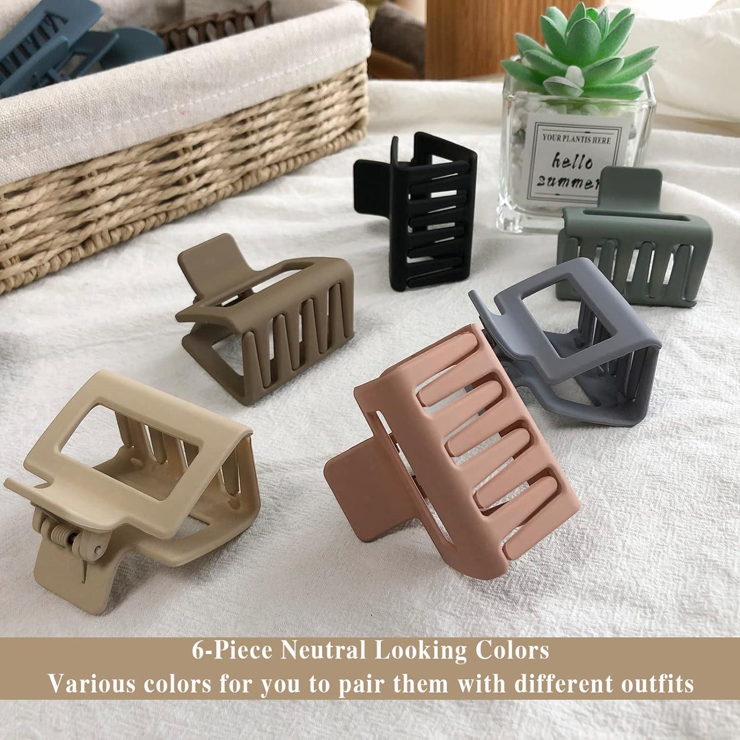Venhay Small Rectangle Hair Claw Clips - 2 Inch No Slip Medium Clip 6 ...