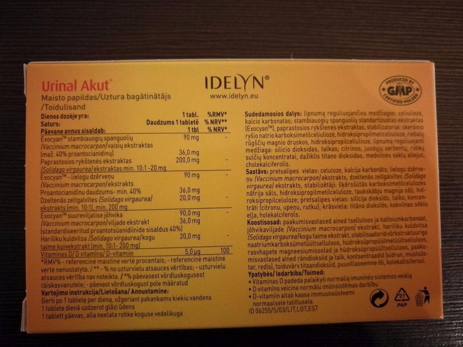 Urinal Akut 10 Tabs - Herbal Formula with Cranberry Extract for Normal ...