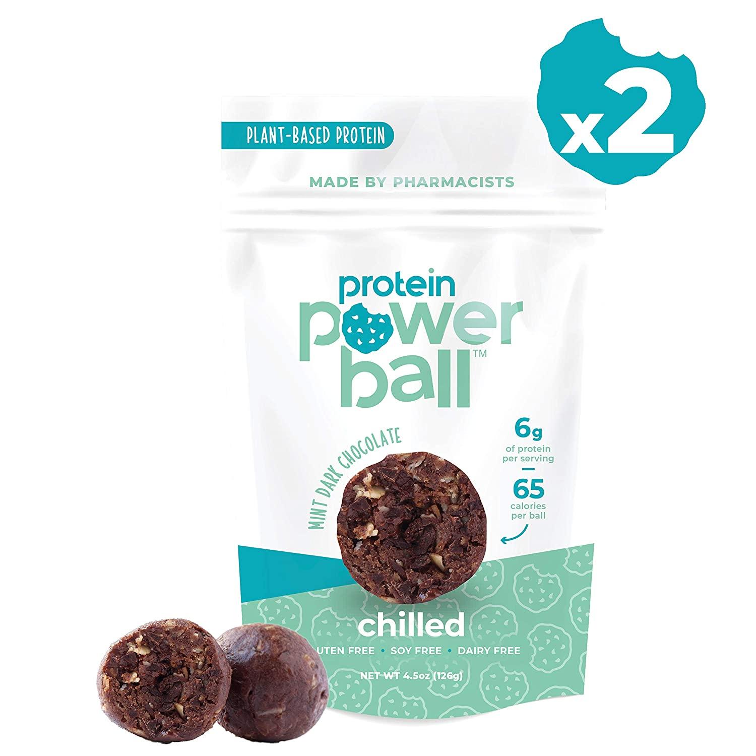Protein Power Ball Healthy Snacks - Mint Dark Chocolate Vegan Energy ...
