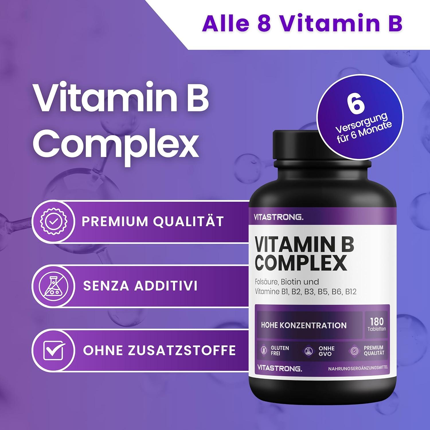 High Dose Vitamin B Complex - 180 Tablets with Biotin & Essential B ...
