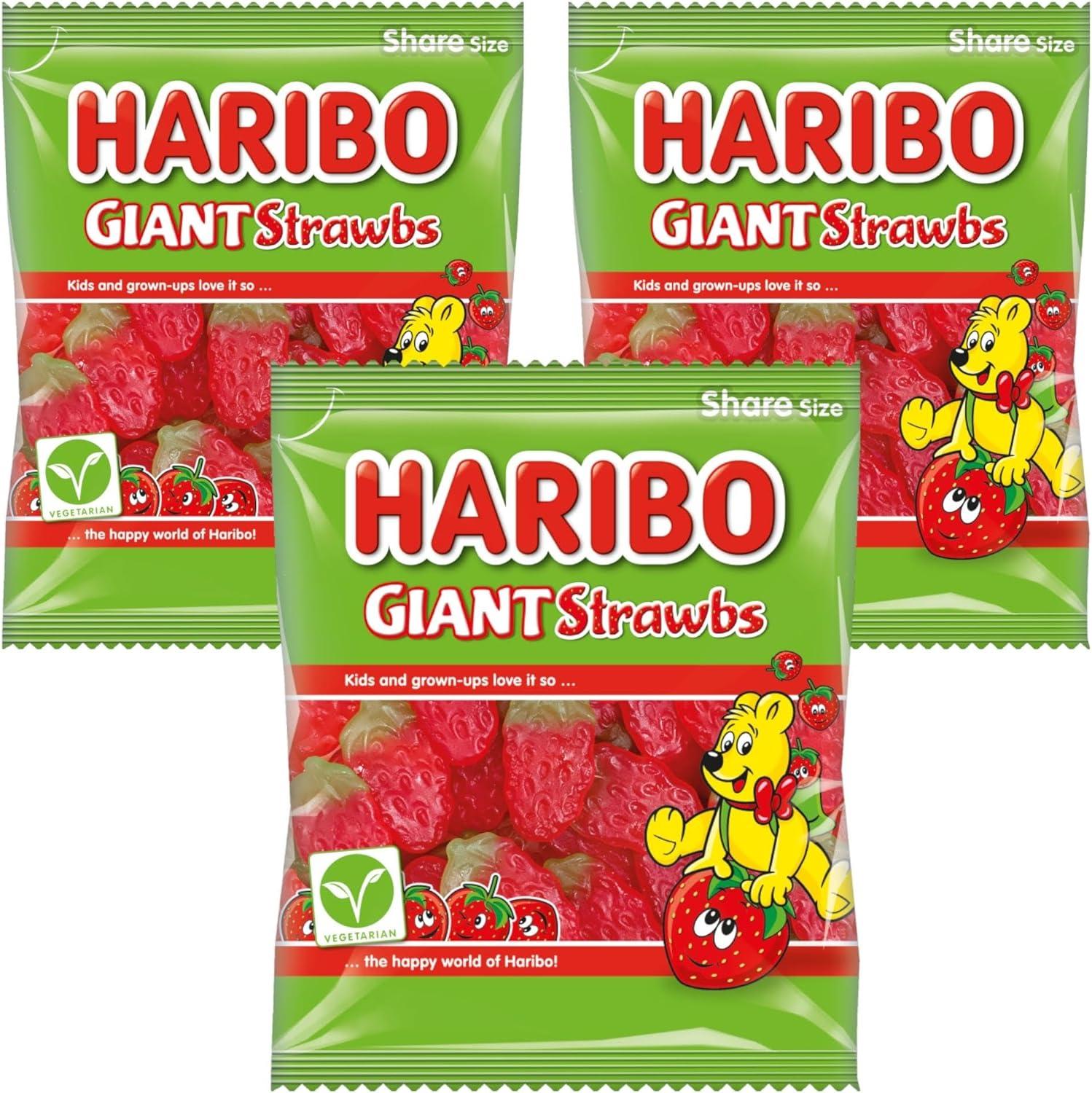 Strawberry Giant Strawbs Gummy Chewy Soft Sweets in 140g Share Bag ...