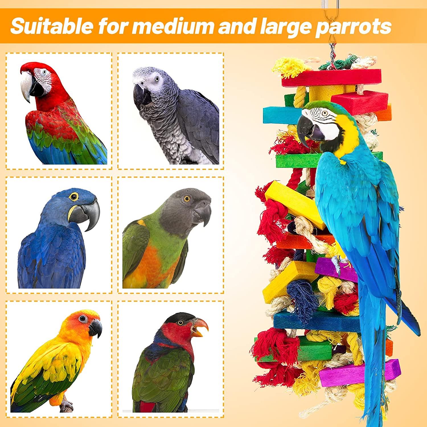 MEWTOGO Extra Large Bird Parrot Toys for African Grey, Macaws, and ...