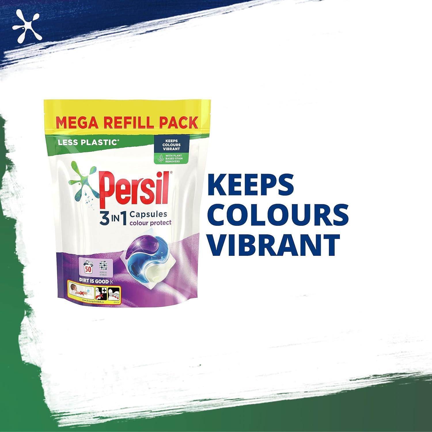 Persil 3 in 1 Colour Protect Laundry Capsules Mega Refill Pack 50 Wash ...