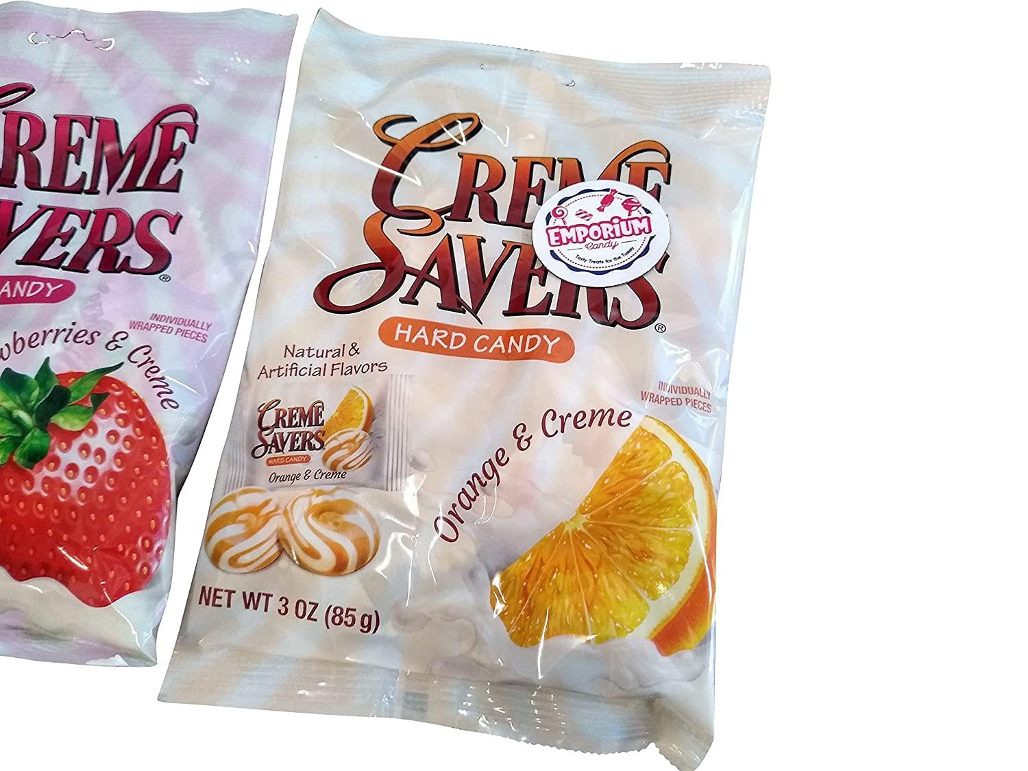 Emporium Candy Creme Savers - Orange & Strawberry Creme, 3 oz Bag x 2 ...