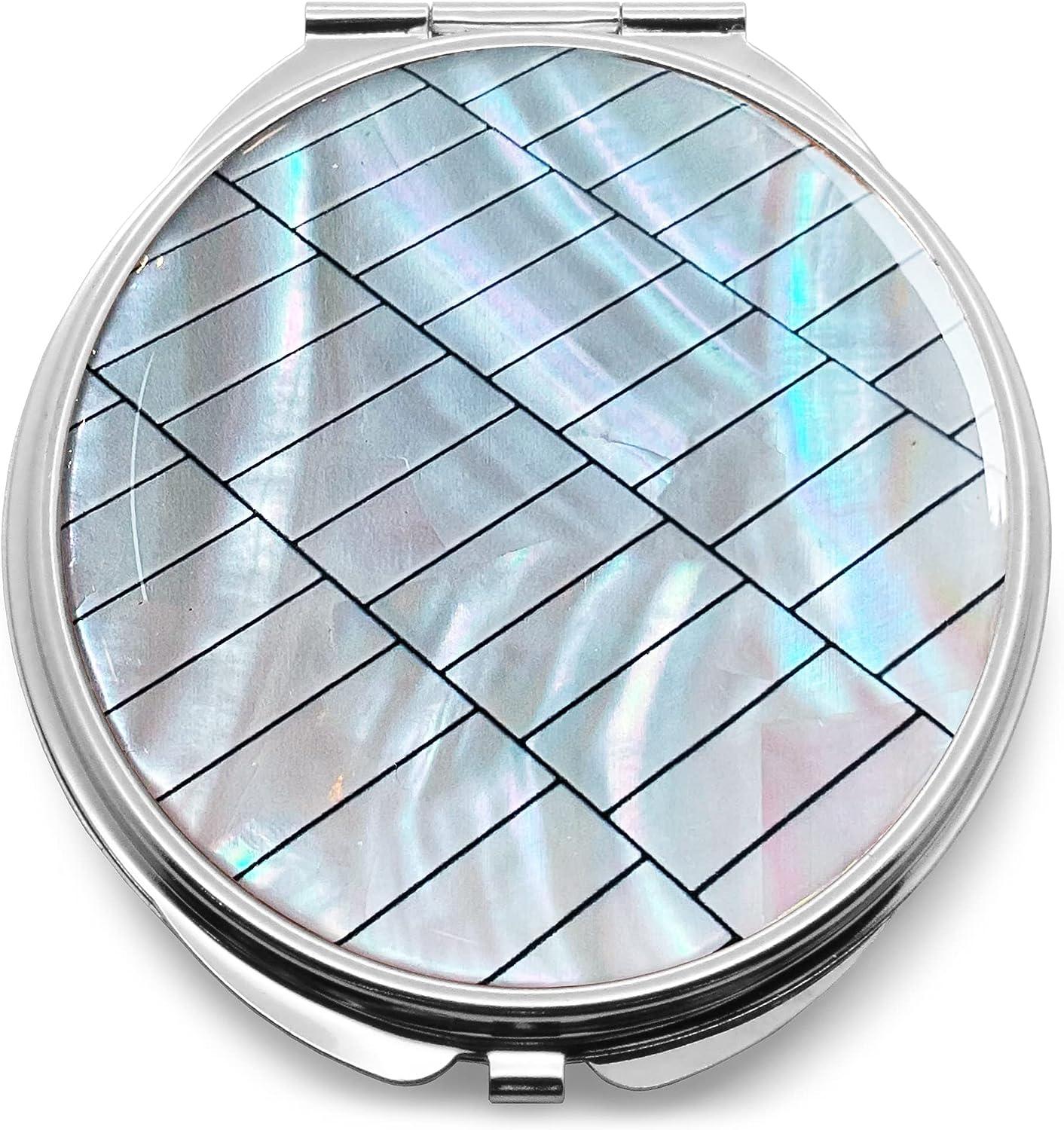 MADDesign Mother of Pearl Compact Makeup Travel Mirror - Silver Bricks Design | Buy Now with ...