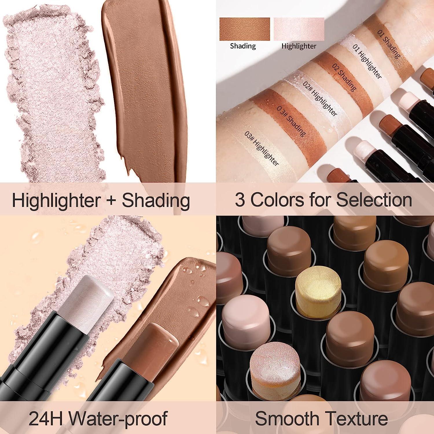 2 in 1 Cream Contour Stick & Highlighter - Peachy & Hazelnut Shade | Face Makeup Wonder Stick ...