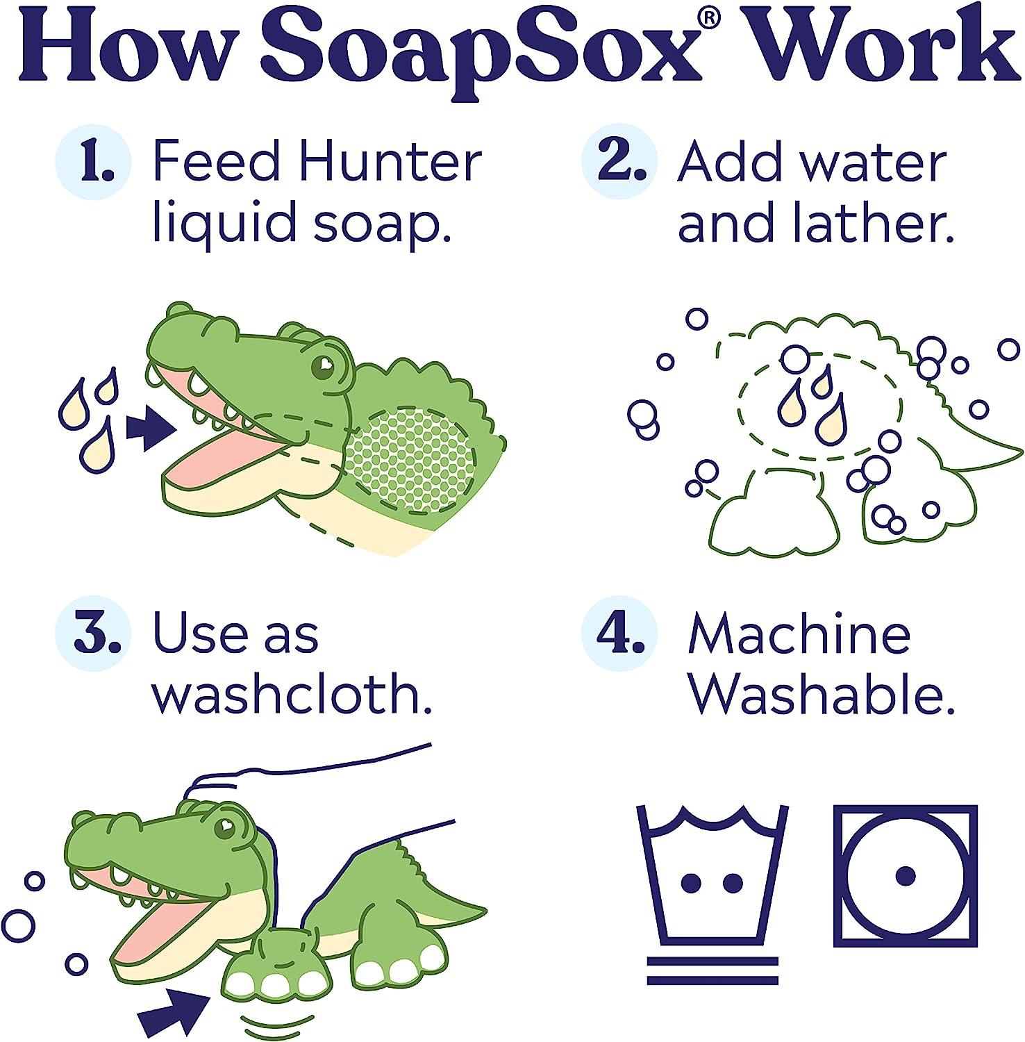 SoapSox Hunter The Gator Bath Toy Sponge - Fun & Safe for Kids | Buy ...