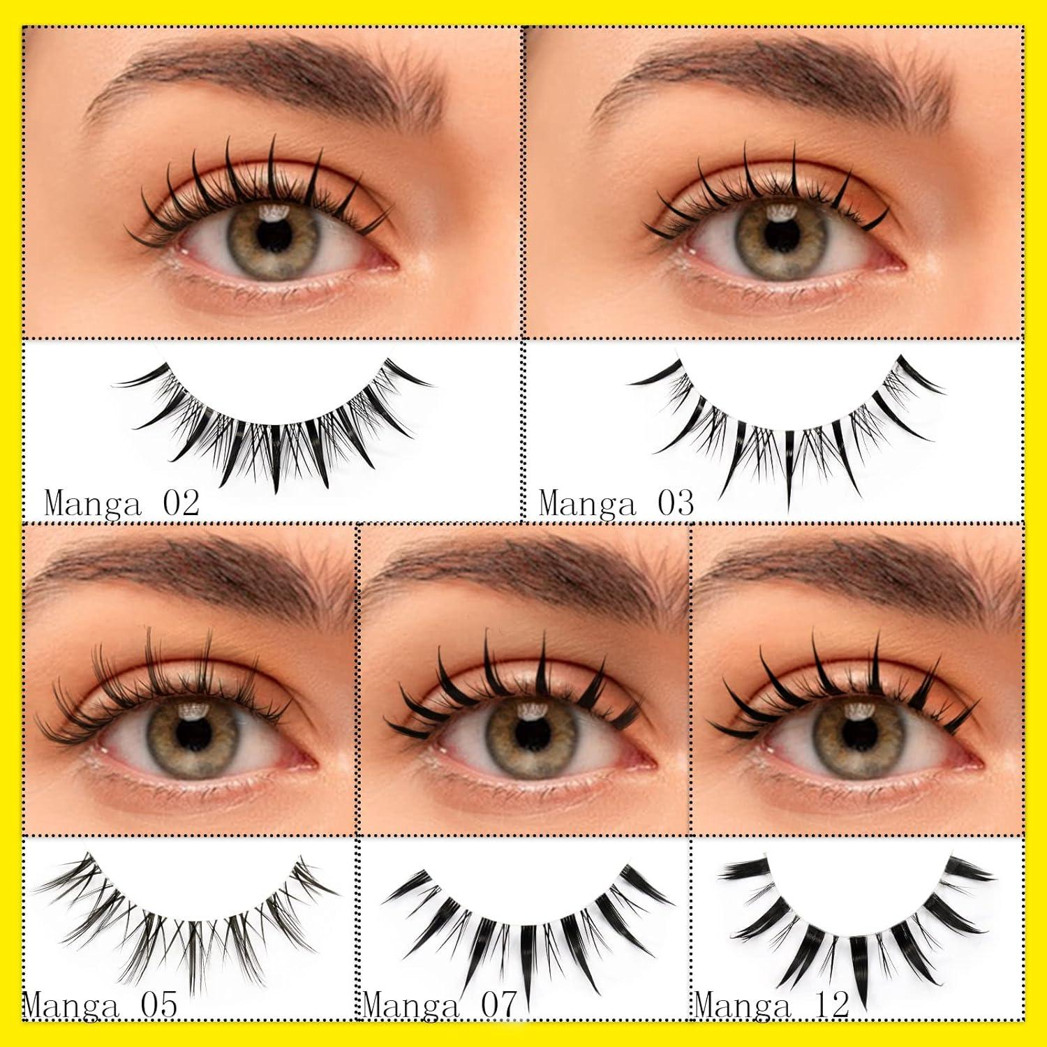 Emeda Manga Eyelashes | 10 Pairs of Anime False Eyelashes | Japanese ...