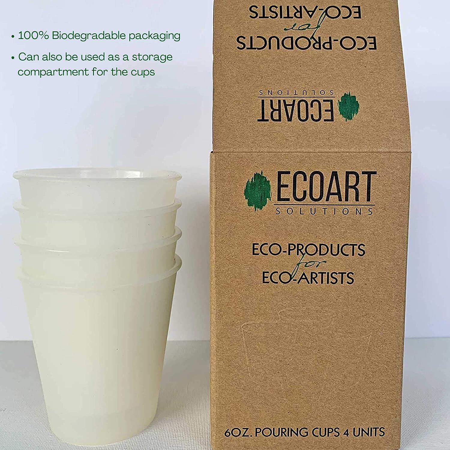 ECOART SOLUTIONS 6oz Pouring Cups Set - Reusable Silicone for Resin, Paint, Epoxy & Acrylic ...