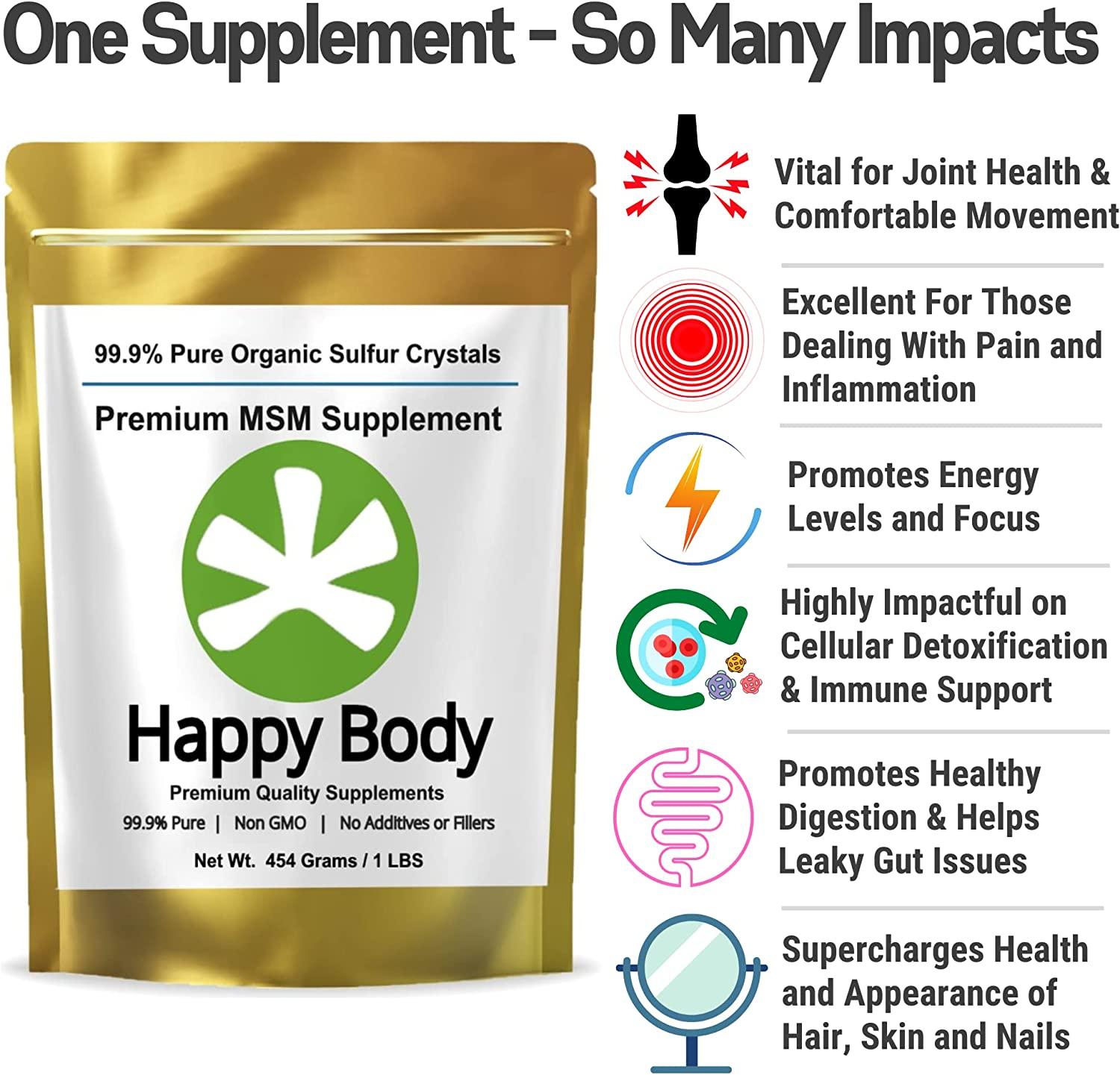 Organic Sulfur Crystals 99.9% Pure MSM - Premium 1lb Pack Supplement ...