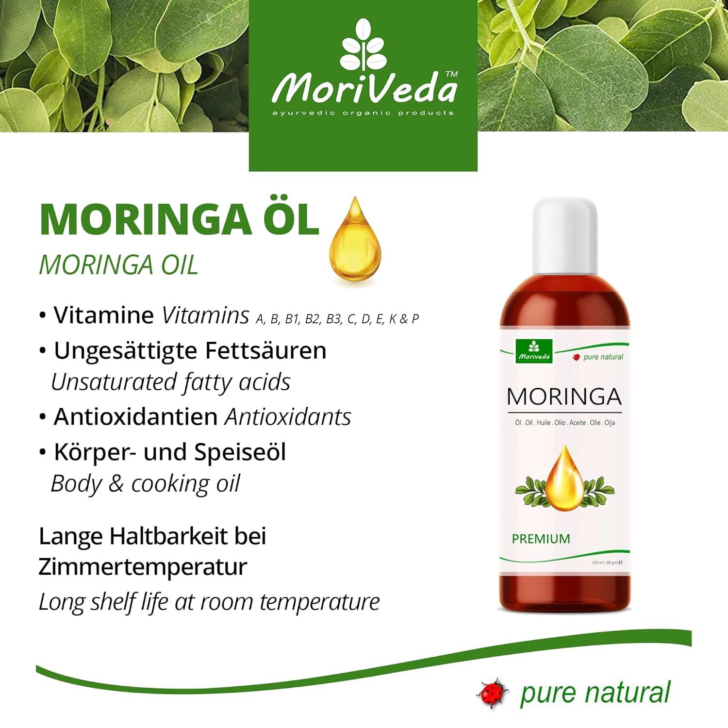 Moringa Oil Premium 100ml | Cold-Pressed Oleifera Seed Oil for Skin ...