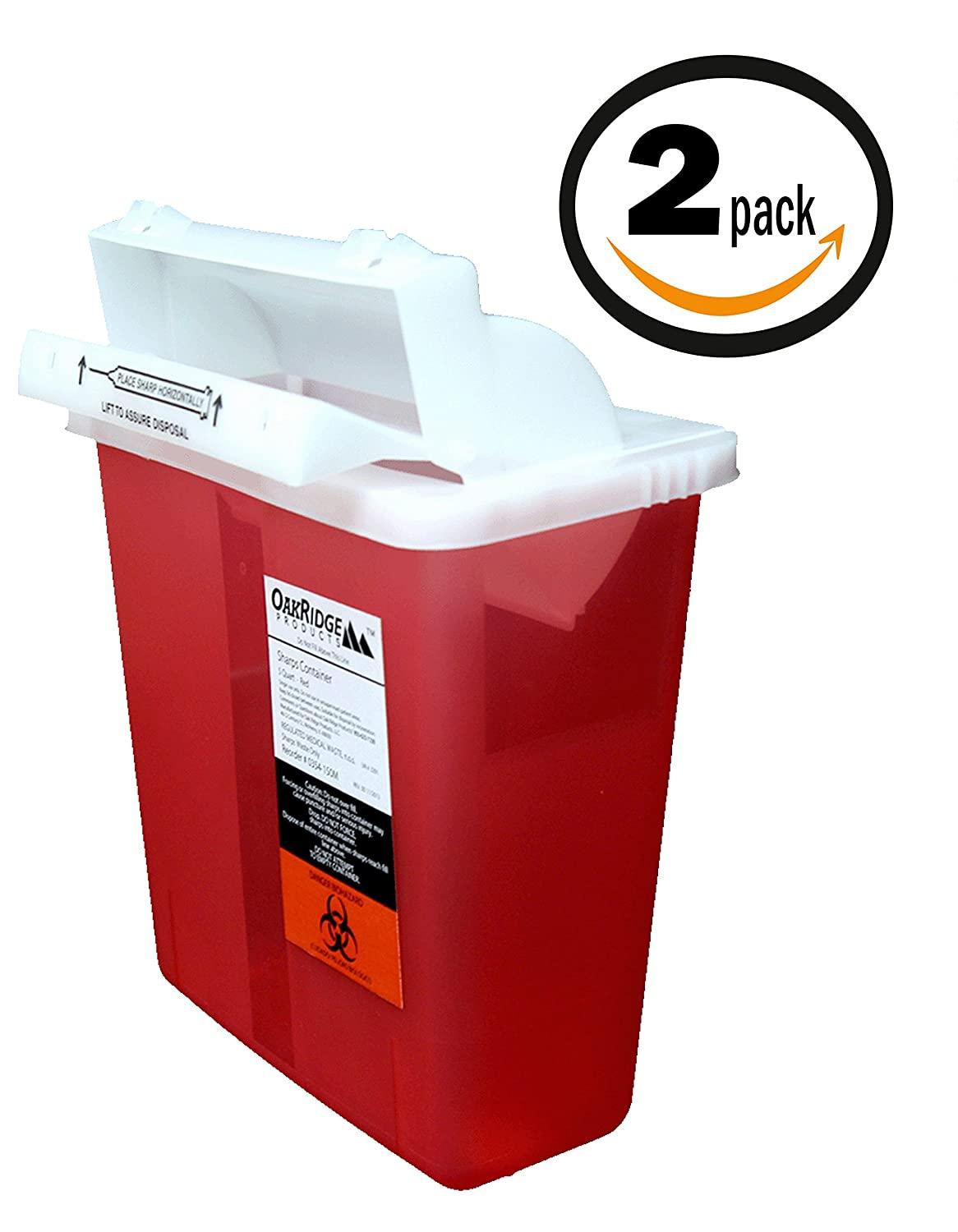 Oakridge 5 Quart Sharps Container (2 Pack) with Mailbox-Style Lid - CDC ...